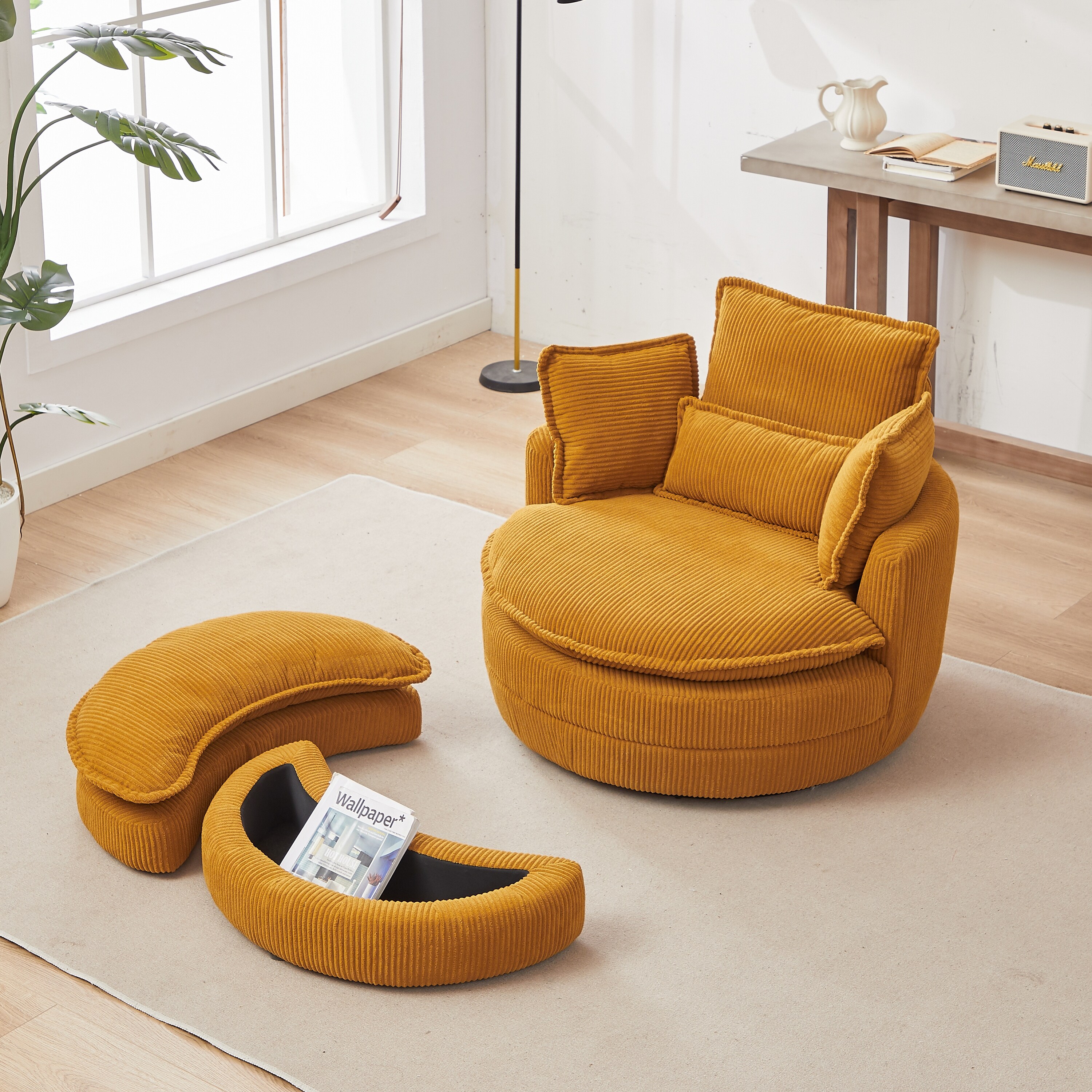 Barrel chair with ottoman store