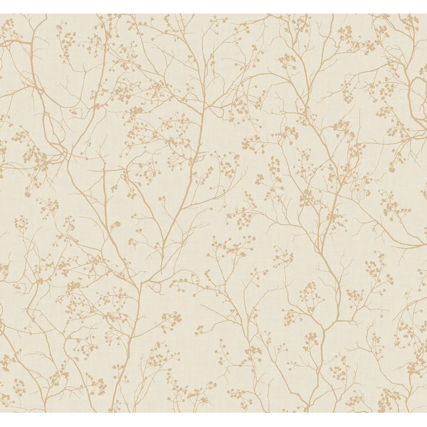 York Wallcoverings Luminous Branches Cream & Gold Wallpaper - Bed Bath ...