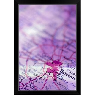 "Boston on map" Black Framed Print - Bed Bath & Beyond - 30192351