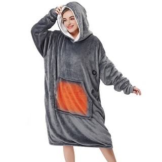 Heated Wearable Blanket Hoodie with Battery Pack, Oversized Electric ...