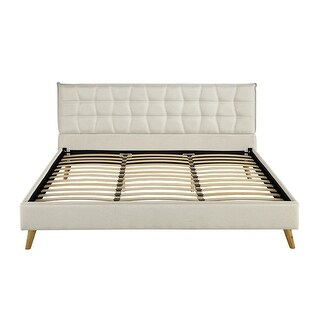 Carson Carrington Vanna Upholstered Bed Frame with Paneled Headboard ...