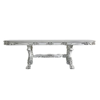 Aurora 108 Inch Rectangular Dining Table, Raised Floral Motifs, Bone ...