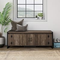 DH BASIC Industrial Oak 49-inch Iron Legs Storage Bench by Denhour ...