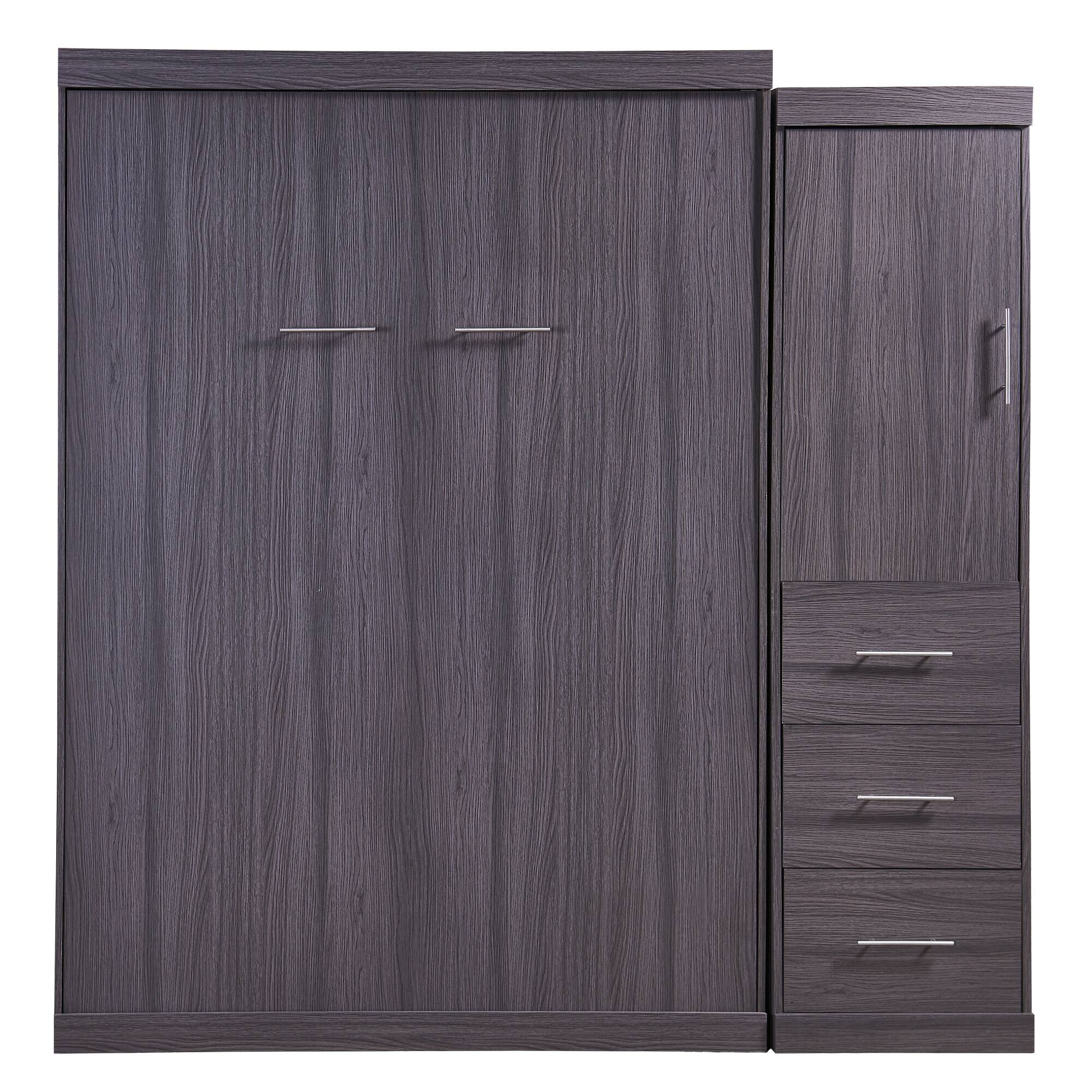 Modern Full Size Murphy Bed With Wardrobe And Drawers Storage Bed Can