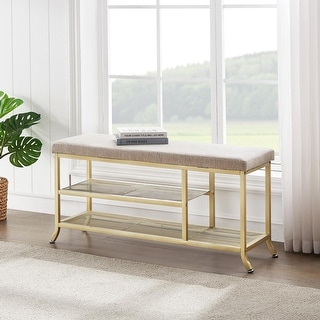 Gold Shoe Rack, Shoe Storage Bench with Soft Seat - Bed Bath & Beyond ...