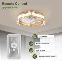 Modern Flush Mount Crystal Ceiling Fan, Gold Reversible Fandelier Fan ...