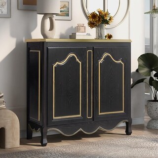 Wood Accent Buffet Sideboard Serving Storage Cabinet with 2 Door ...