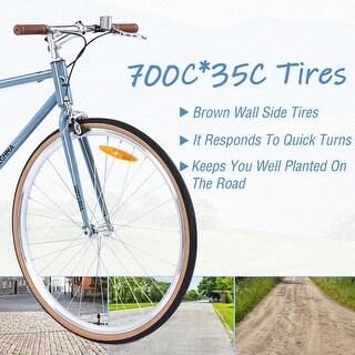 Unisex Bikes Blue Road Bike City Bicycle Commuter Bikes Leisure Bikes ...