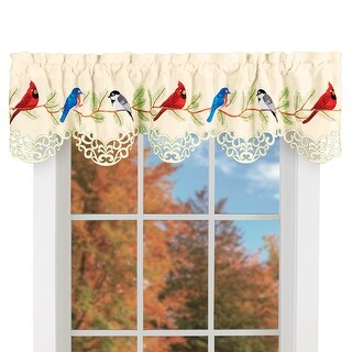 Embroidered Open Scroll Birds Design Window Valance - 7.000 x 5.750 x 1 ...