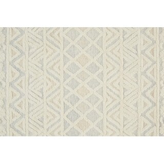10' X 14' Ivory Blue And Tan Wool Geometric Tufted Handmade Stain ...