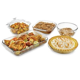 6-Piece Glass Bakeware Casserole Baking Dish Set - 16'' W x 2'' H - Bed ...