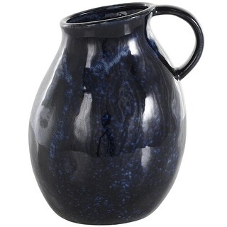Ceramic Rounded Pot Decorative Vase with Bright Blue Texturing - Dark ...