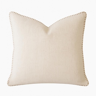 Homey COZY Ivory Linen-Style Throw Pillow - With Decorative Stitching ...