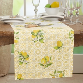 Block Print Table Runner With Lemon Design - Bed Bath & Beyond - 33066230