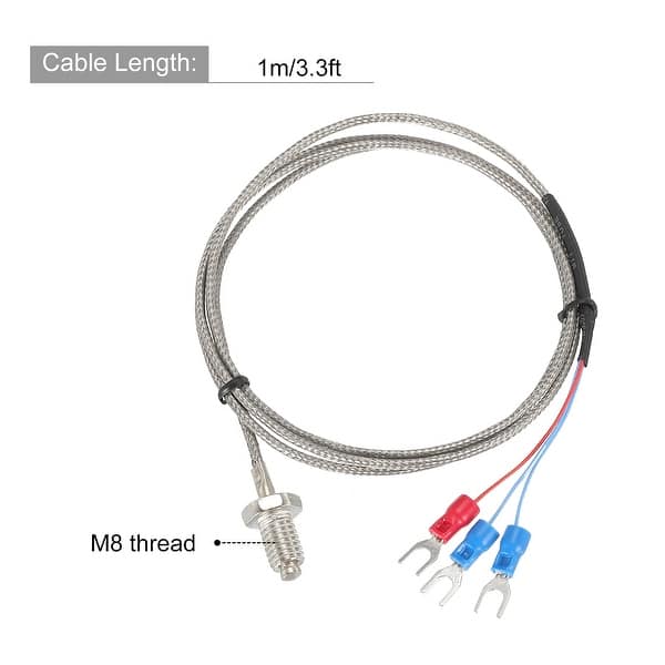K Type Temperature Sensor M8 Thermocouple 3.3ft -50 to 200°C(-58 to 392 ...