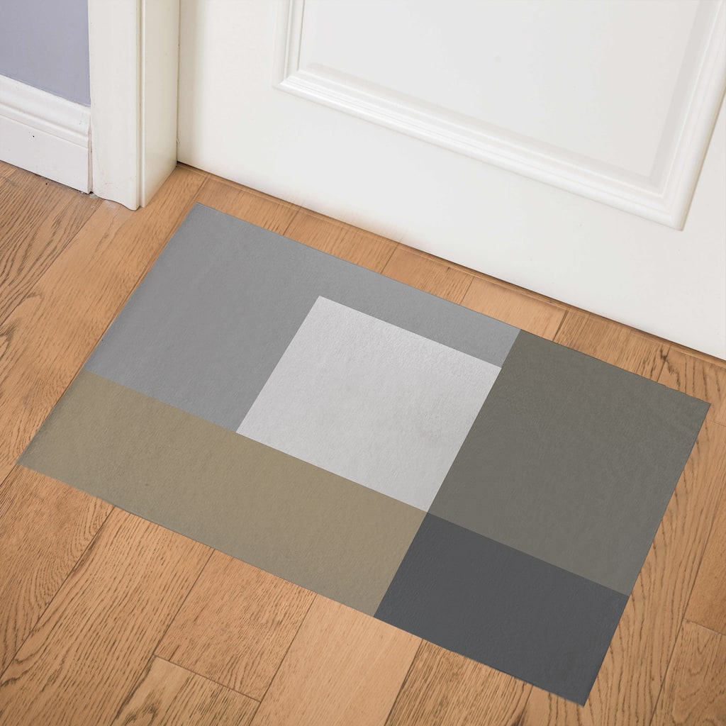 BLOCKS NEUTRAL Indoor Door Mat By Greg Conte - Overstock - 32029101