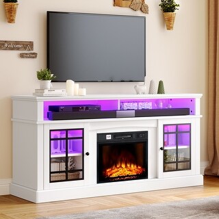 Moasis 65" Highboy TV Stand Console with 18" Electric Fireplace - Bed ...