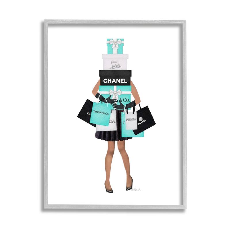 Stupell Fashionista Woman Shopping Chic Glam Bags Framed Wall Art ...