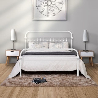 White Full Size Standerd Metal Bed Frame - Bed Bath & Beyond - 39025857