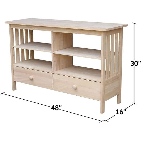 TV Stand, Solid Real Wood, Parawood, 48x16x30, Unfinished, Paint or ...