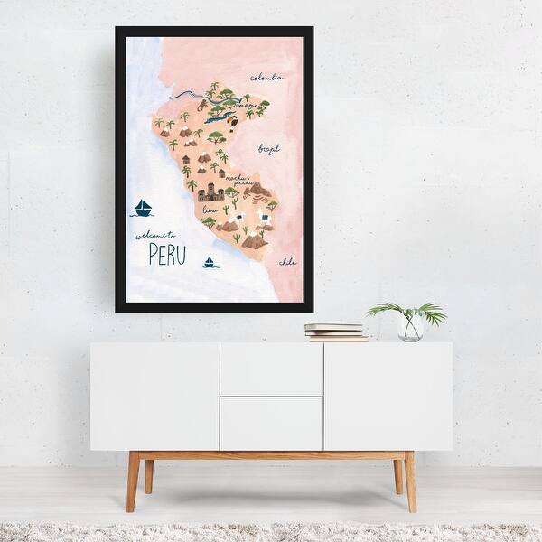 Map of Peru Painting Gouache Maps Art Print/Poster - Bed Bath & Beyond ...