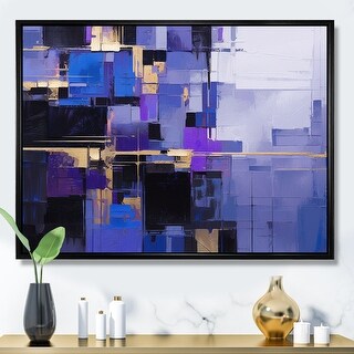 Designart "Contemporary Black Blue Purple Abstract I" Abstract Painting ...