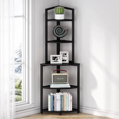 5-Tier Corner Shelf, 60 Inch Bookcase for Living Room, Industrial ...