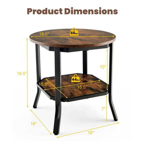 2-Tier Round End Table with Storage Shelf for Living Room - Bed Bath ...