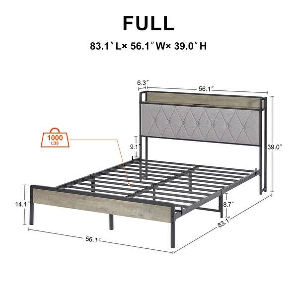Metal Bed Frame with Charging Station and Slats - Bed Bath & Beyond ...
