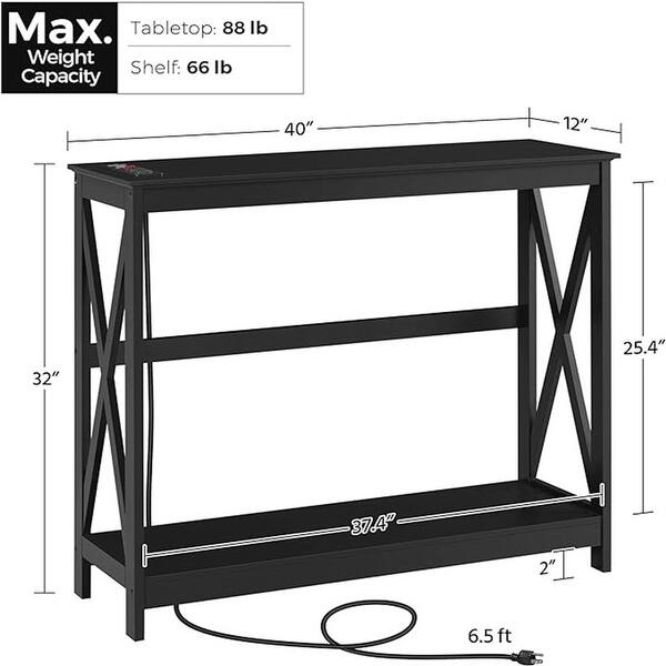 Console Table with Power Outlets and USB Ports - 12"D x 40"W x 32"H ...