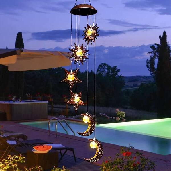 Solar Powered Wind Chimes with Sun Moon Star - Bed Bath & Beyond - 40171267