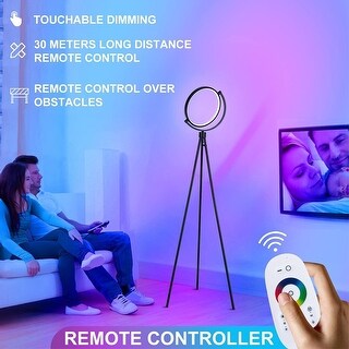 RGB Modern LED Tripod Ring Standing Floor Lamp - 1 - Bed Bath & Beyond ...