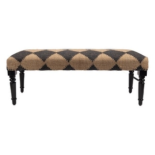 HomeRoots 47" Tan And Black Black Leg Checkered Upholstered Bench - 47 ...
