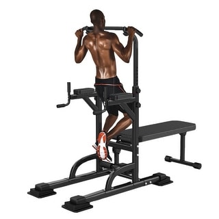 Rugged Power Tower Dip Station Removable Backrest Adjustable Height ...
