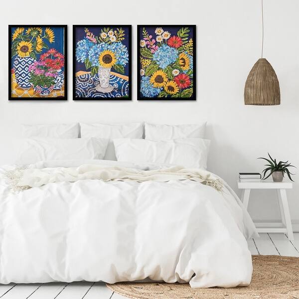 (Set of 3) Triptych Wall Art Wall Art Colorful Sunflowers by Mandy ...