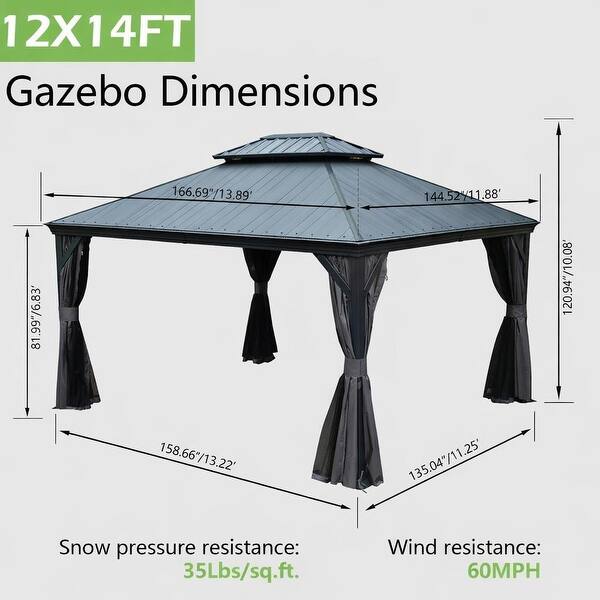 Hardtop Gazebo With Resin Roof Drainage Gutters And Permanent Heavy ...