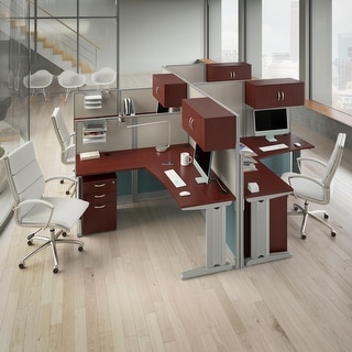 Office in an Hour 4 Person L Cubicle Desks by Bush Business Furniture ...