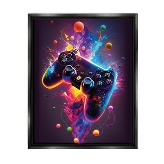Stupell Bold Prismatic Gaming Controller Framed Floater Canvas Wall Art ...