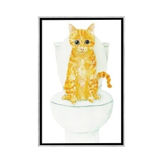 iCanvas "Orange Cat On The Toilet" by Alexey Dmitrievich Shmyrov Framed ...