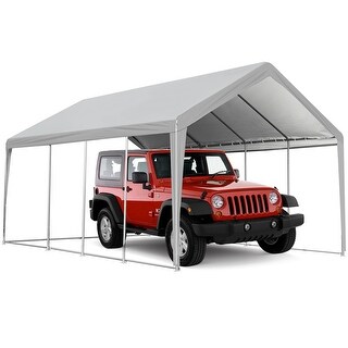 13'x25' Galvanized Steel Carport Canopy with Removable Widow Sidewalls ...