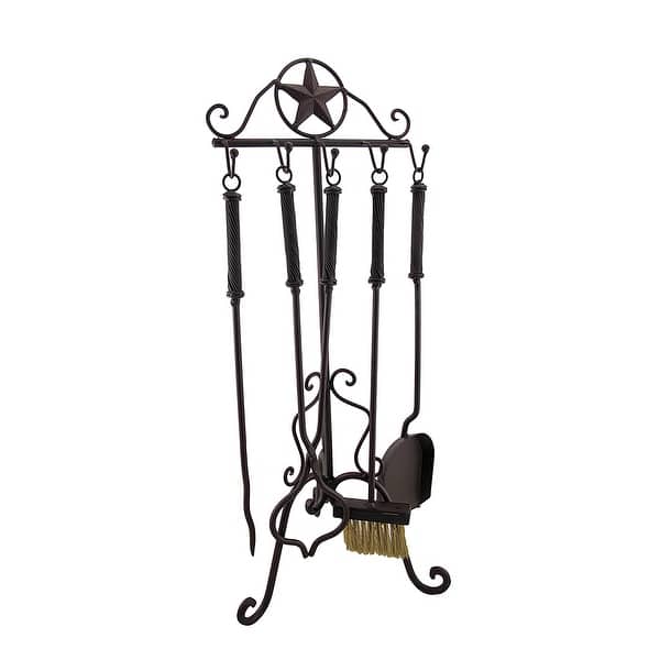 Rustic Western Star Wrought Iron Fireplace Tool Set - 27 X 10.5 X 11 ...