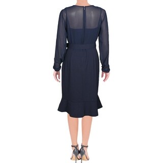 Ralph Lauren Women's Corbin Ruffled Belted Shift Dress Blue Size 12 ...