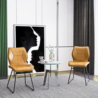 Set of 2 Leather Dining Chair with High-Density Sponge, PU Chair ...