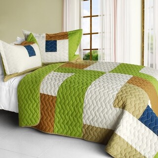 Vermicelli-Quilted Patchwork Geometric Quilt Set Full/Queen - Bed Bath ...