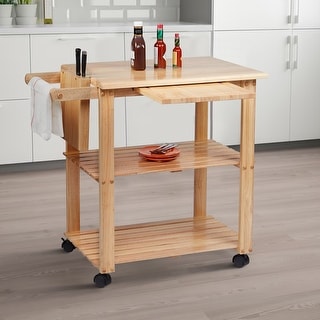 2 Shelves Kitchen Cart with Pull-out Cutting Board and Knife Holder ...
