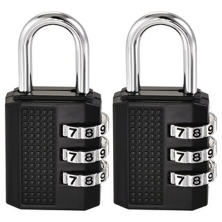 3 Digit Combination Lock Resettable Padlock Zinc Alloy Black 53x26x11mm ...