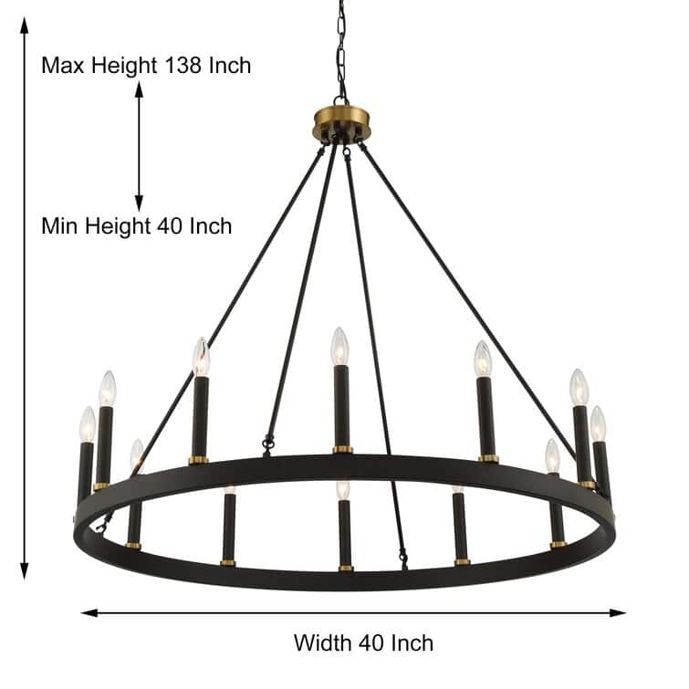 Acroma 12-Light Modern Farmhouse Wagon Wheel Chandelier with UL ...