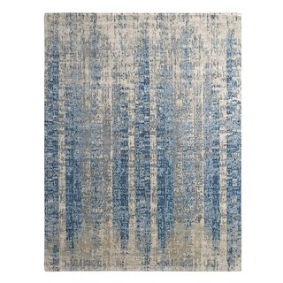 Shahbanu Rugs Steel Blue Nepali Weave Modern Broken Vertical Line ...