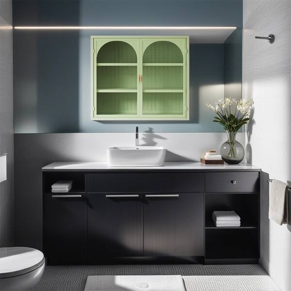 Modern Wall Cabinet with Featuring Three-Tier Storage and Glass Doors ...