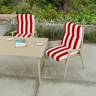 22" x 45" Red Stripe Outdoor Chair Cushion with Ties and Loop - 45'' L ...